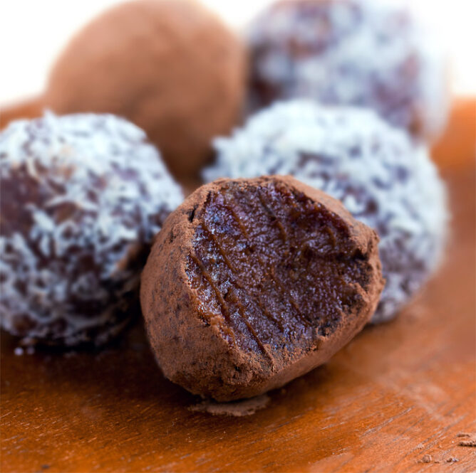 Raw Chocolate Fudge Balls - Nut Free, Low Fat
