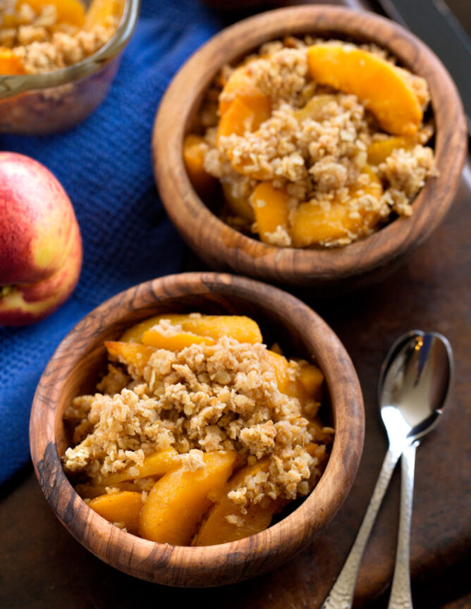 Peach Crisp Recipe- Chocolate Covered Katie