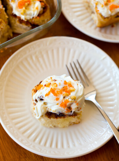 Carrot Cake Cinnamon Rolls - Chocolate Covered Katie