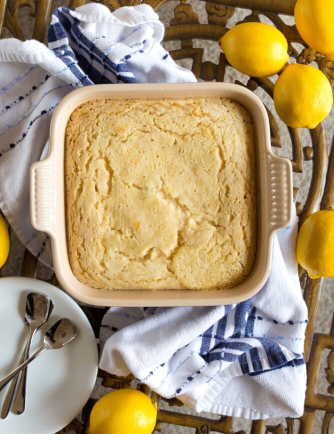 Vegan Lemon Pudding Cake - Chocolate Covered Katie
