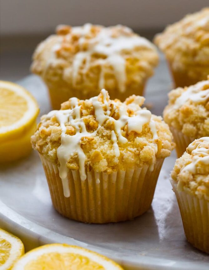 Lemon Cream Cheese Muffins - With Buttery Streusel Topping!